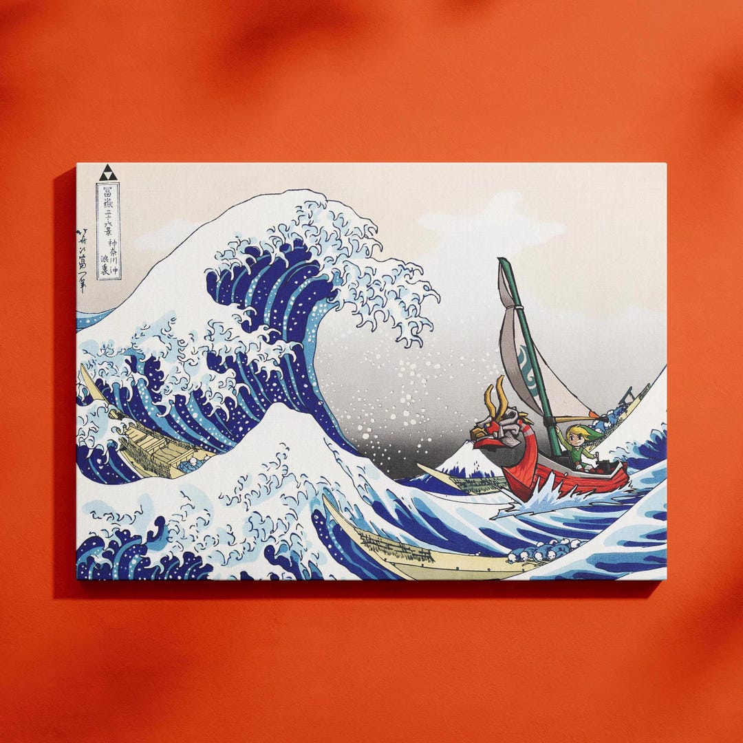 The Legend of Zelda Wind Waker Canvas Print: Great Wave off Kanagawa ...