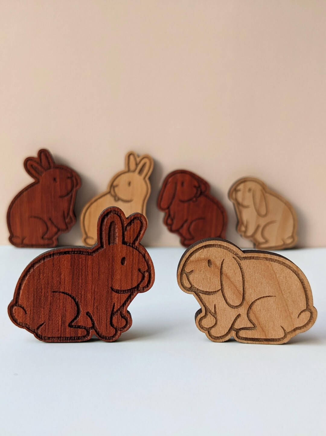 Bunny Wearable Magnet // Solid Wood With Magnetic Back - Etsy