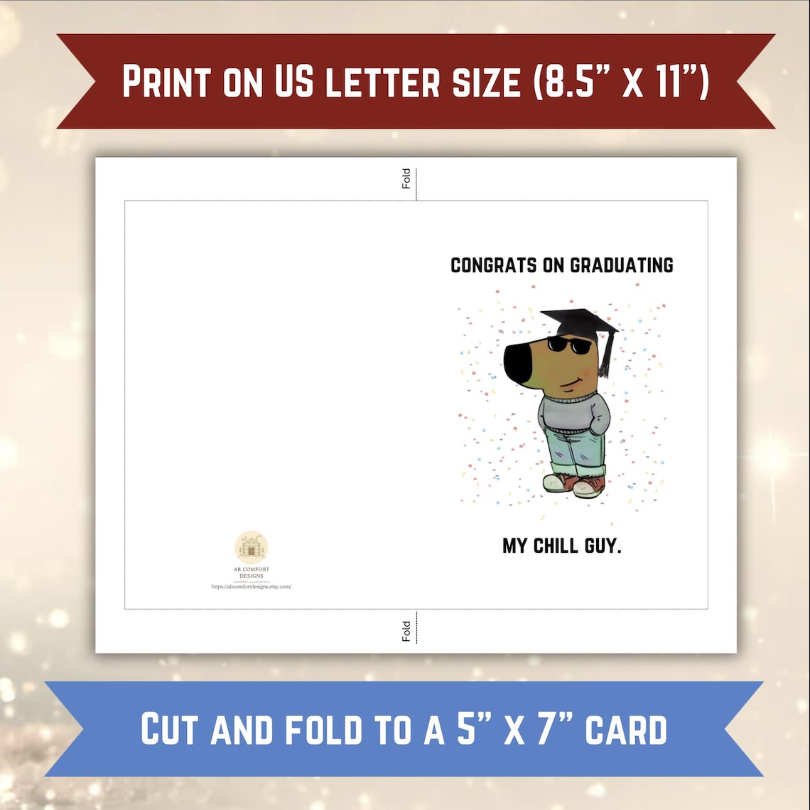 Chill Guy Graduation Card, Funny Meme Grad Card, Personalized Grad Card ...