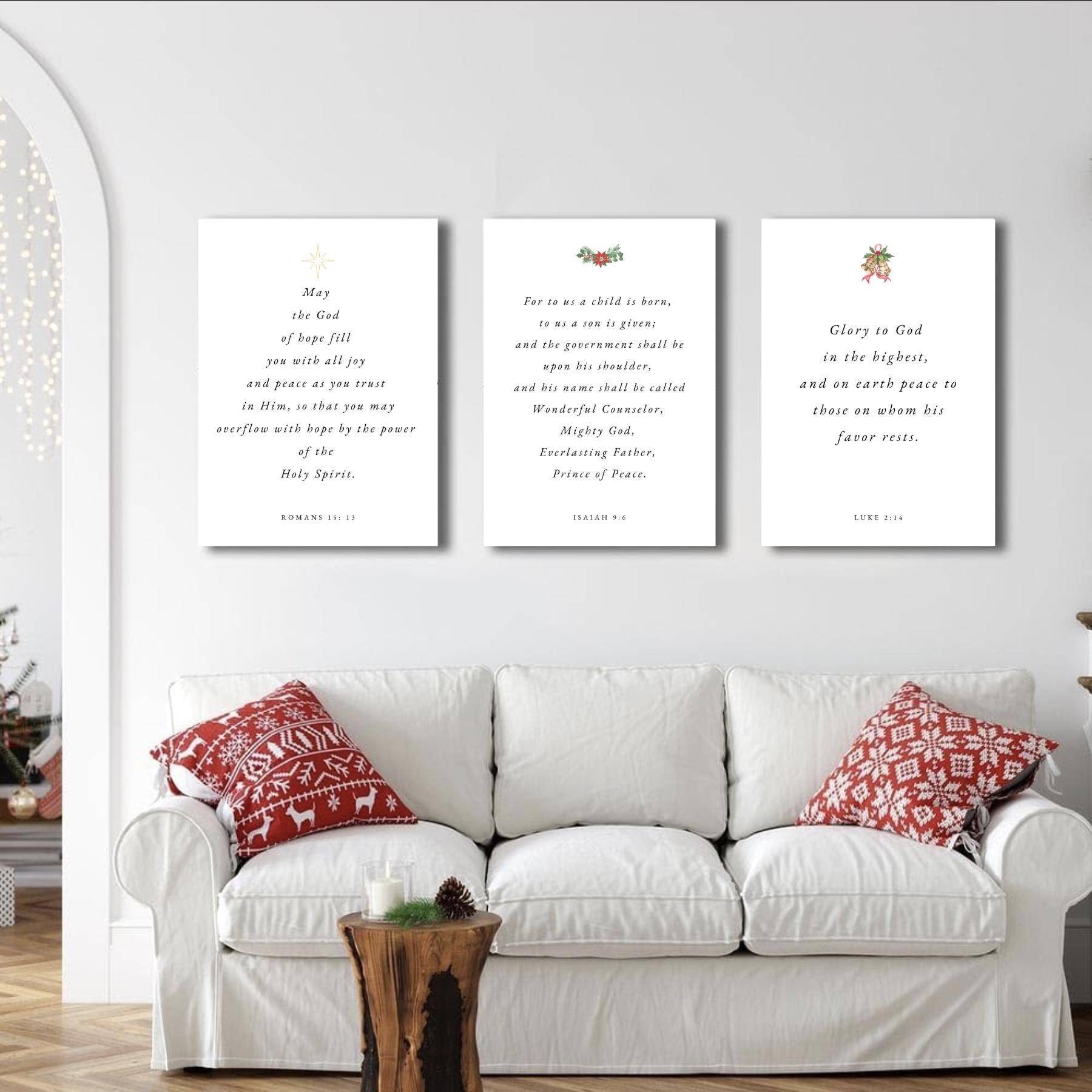 Set of 3 Christmas Christian Scripture Printable Wall Art, Isaiah 9:6 ...
