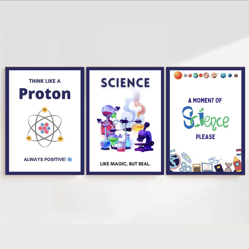 Set of 3 Science Classroom Posters, Funny Science Class Posters ...