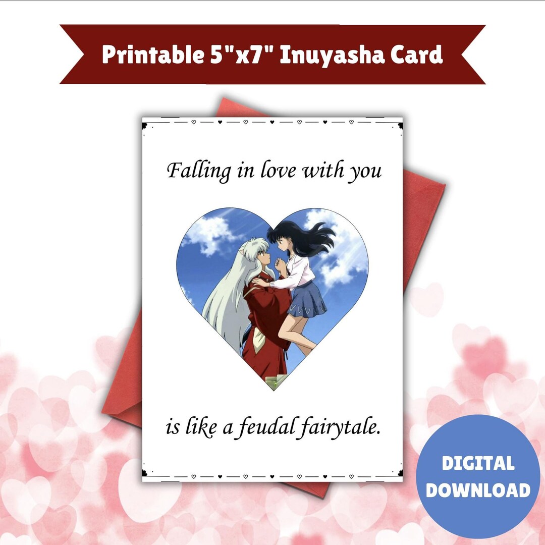 Inuyasha Card Printable, Anniversary Card for Husband, Anime Valentines ...