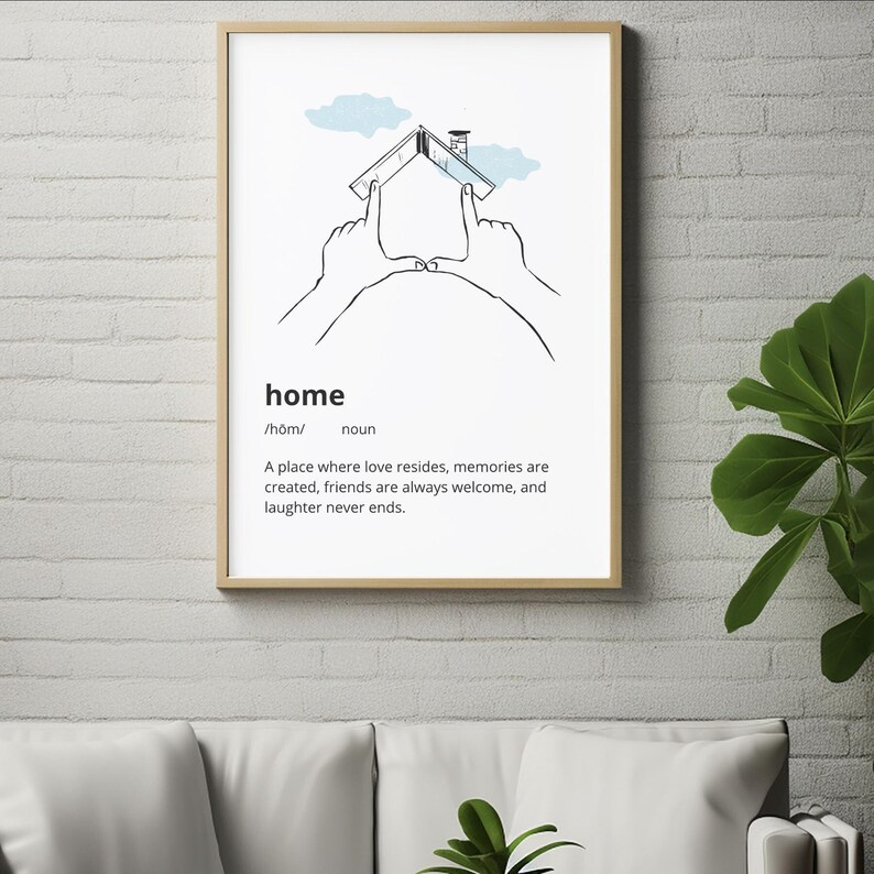 Home Definition Poster, Housewarming Gift, Home Decor Wall Art for ...