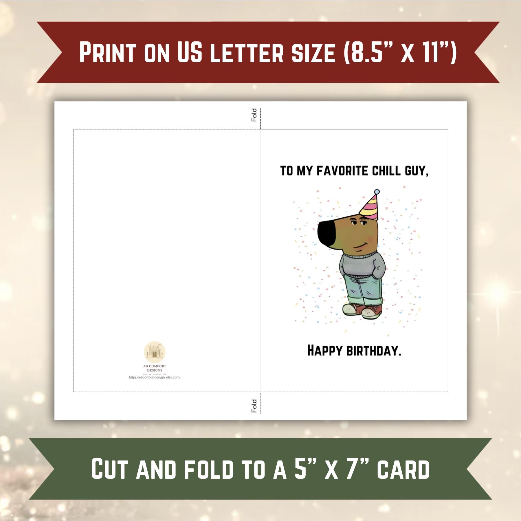 Chill Guy Birthday Card, Funny Meme Birthday Card, Birthday Card for ...