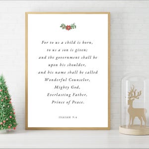 Set of 3 Christmas Christian Scripture Printable Wall Art, Isaiah 9:6 ...