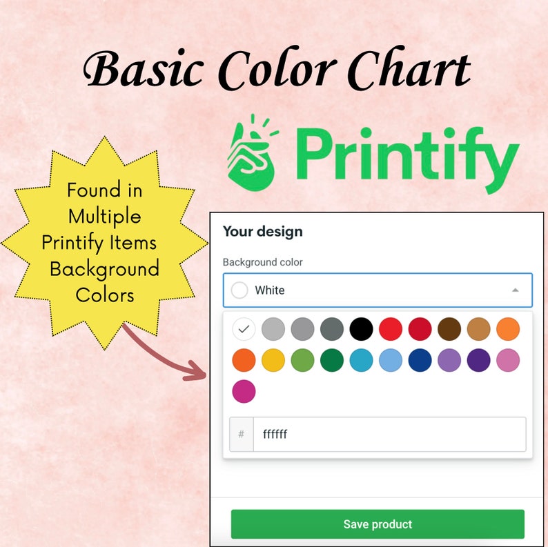 Printify Background Colors Color Chart, Fully Editable Canva Template ...
