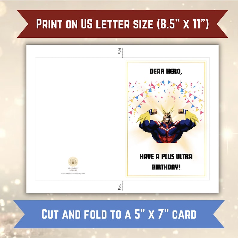 All Might Birthday Card, My Hero Academia Birthday Card, Plus Ultra ...