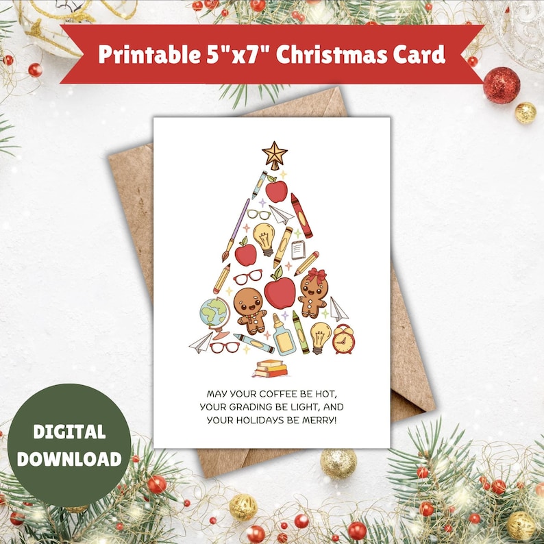 Printable Funny Christmas Card for Teachers, Christmas Gift for ...