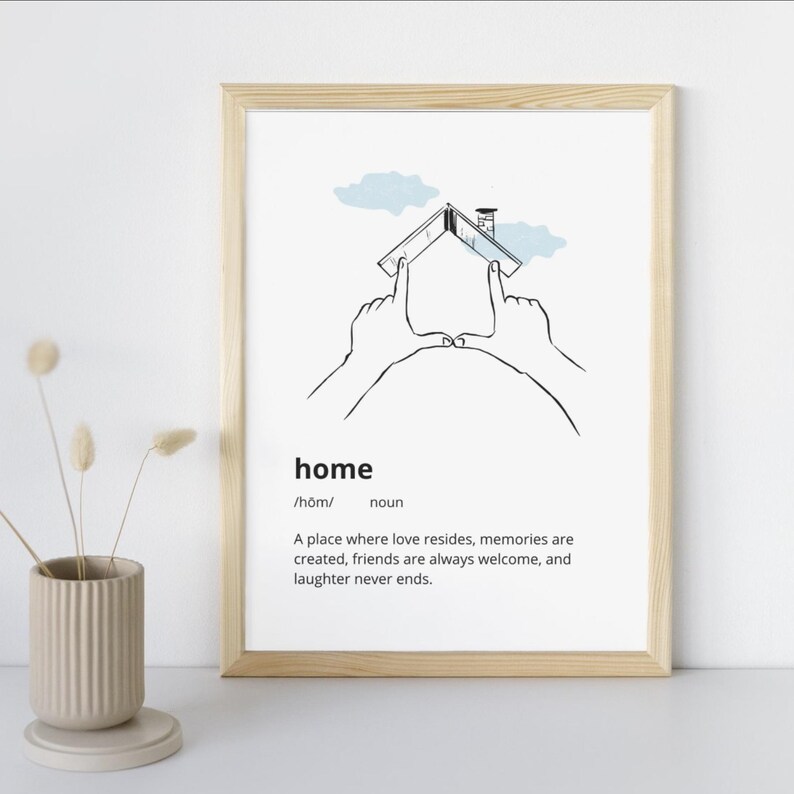 Home Definition Poster, Housewarming Gift, Home Decor Wall Art for ...