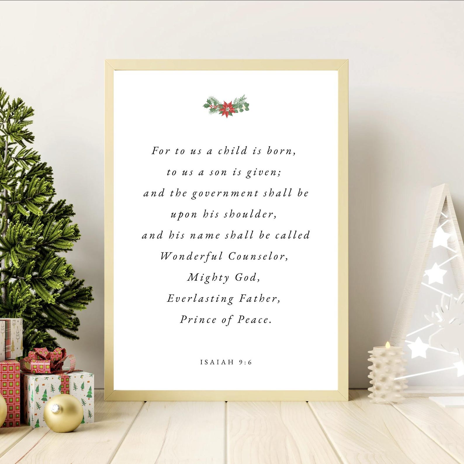 Set of 3 Christmas Christian Scripture Printable Wall Art, Isaiah 9:6 ...