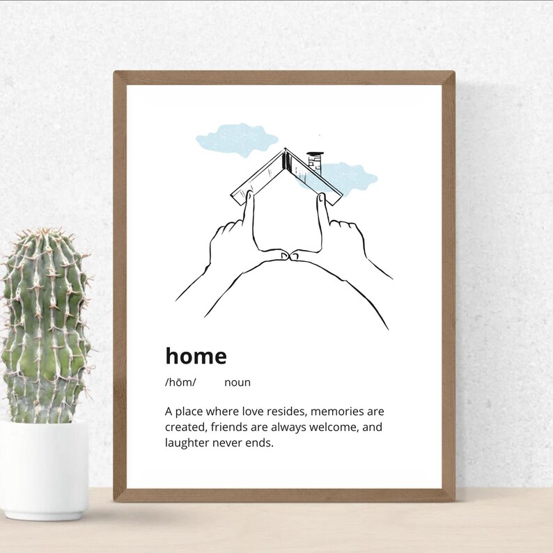 Home Definition Poster, Housewarming Gift, Home Decor Wall Art for ...