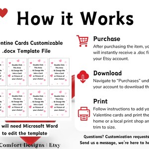 Printable Valentine Day Cards Template, Customizable Editable Microsoft ...