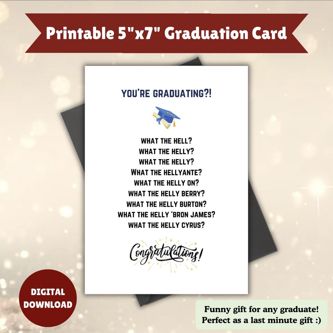 What the Helly Graduation Card, Funny Graduation Card, Trendy Gen Z ...
