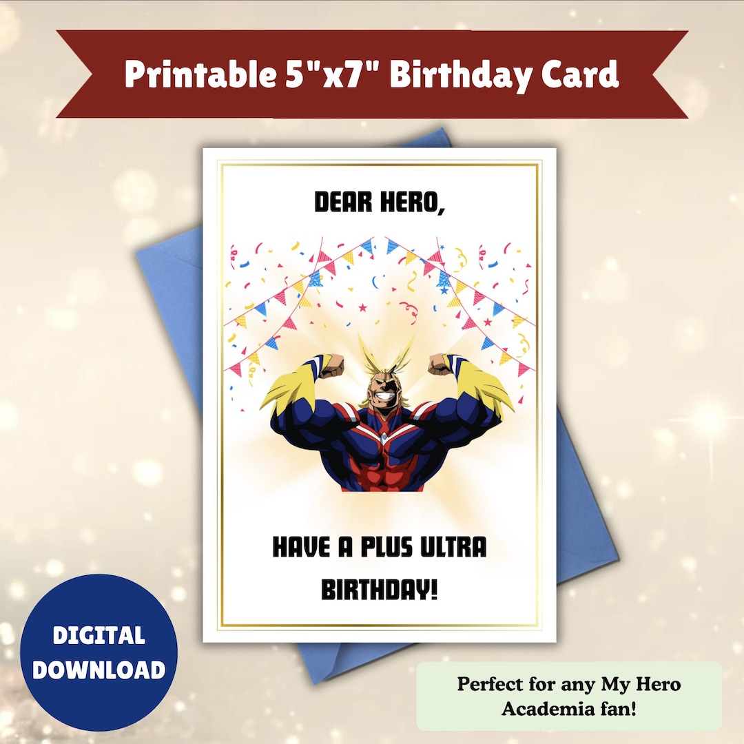 All Might Birthday Card, My Hero Academia Birthday Card, Plus Ultra ...