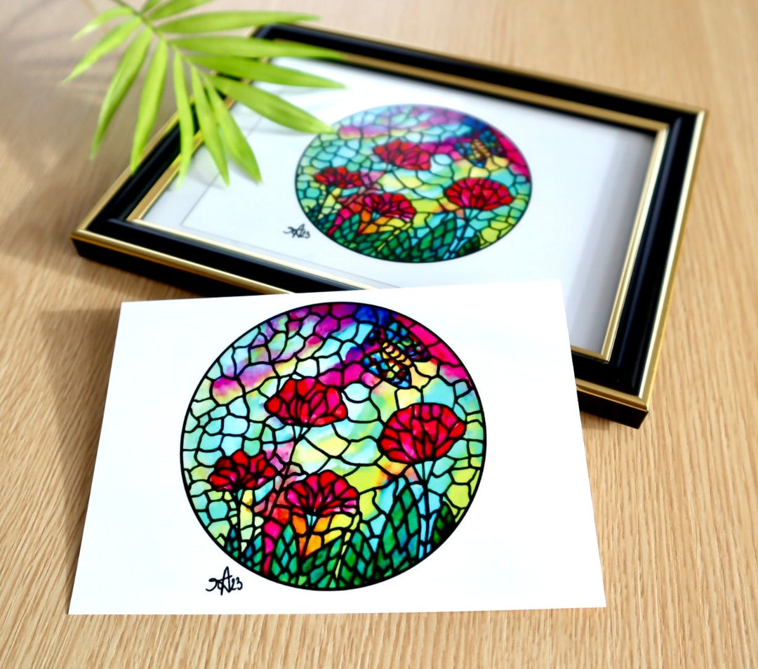 Country Stained Glass Window print - Etsy