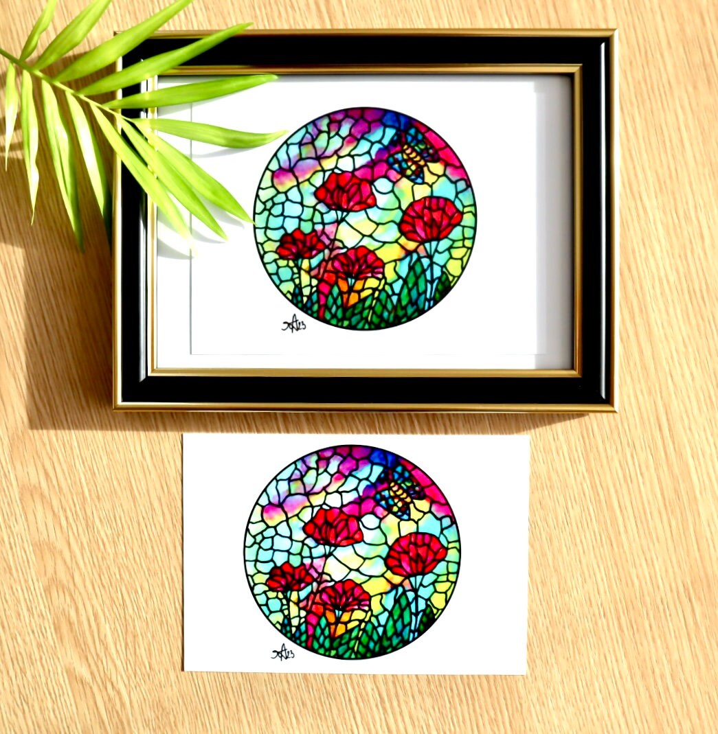 Country Stained Glass Window print - Etsy