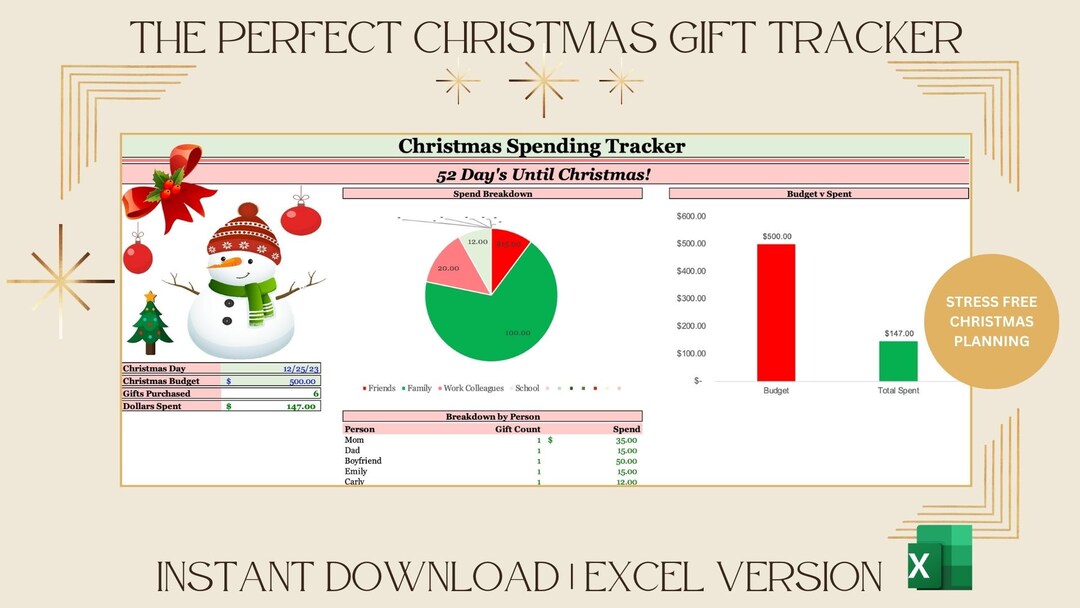 The Perfect Christmas Gift Tracker | Excel Version - Etsy