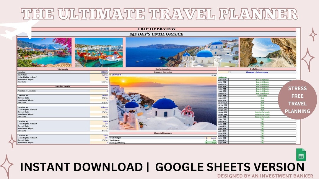The Ultimate Travel Planner - Google Sheets Version - Etsy