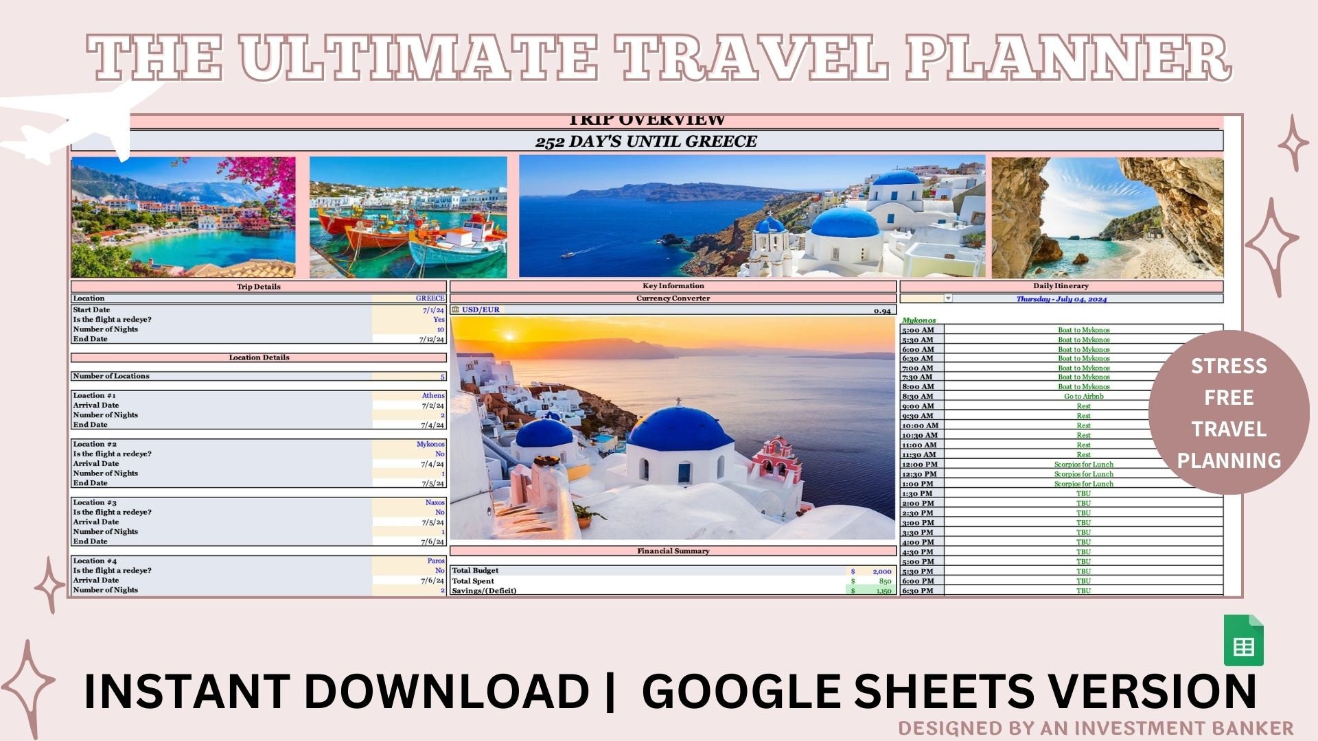 The Ultimate Travel Planner - Google Sheets Version - Etsy