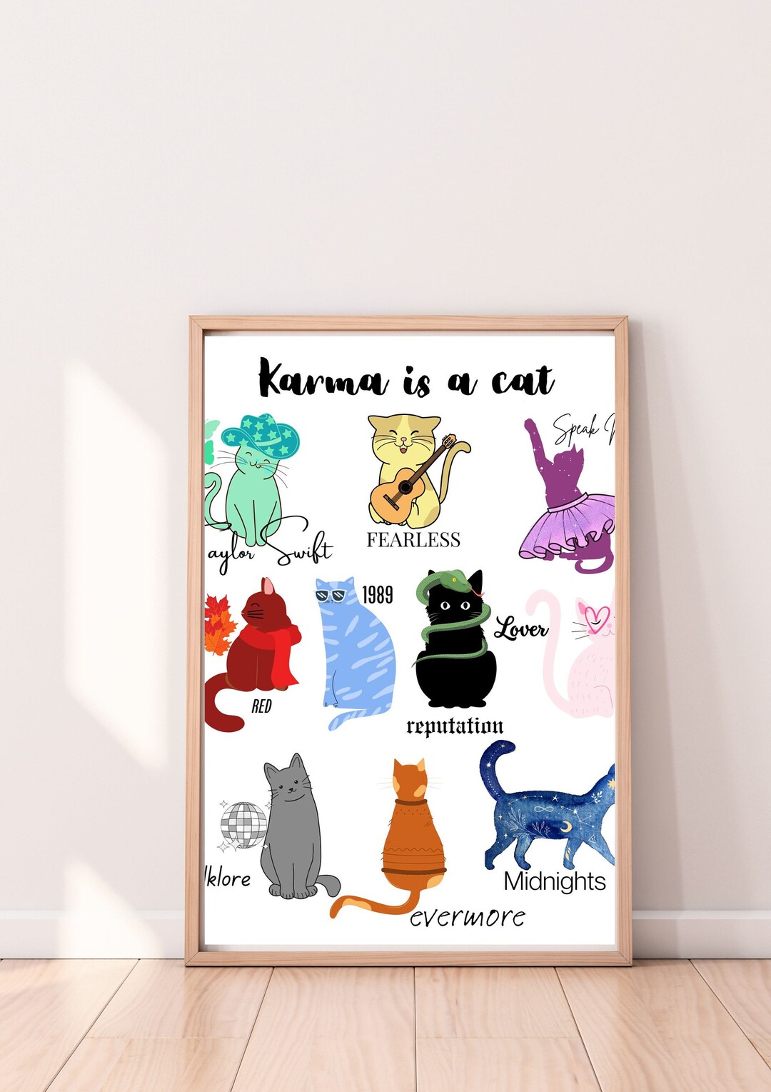 Karma is a Cat Taylor Swift Wall Art Poster Digital Download | Drinks ...