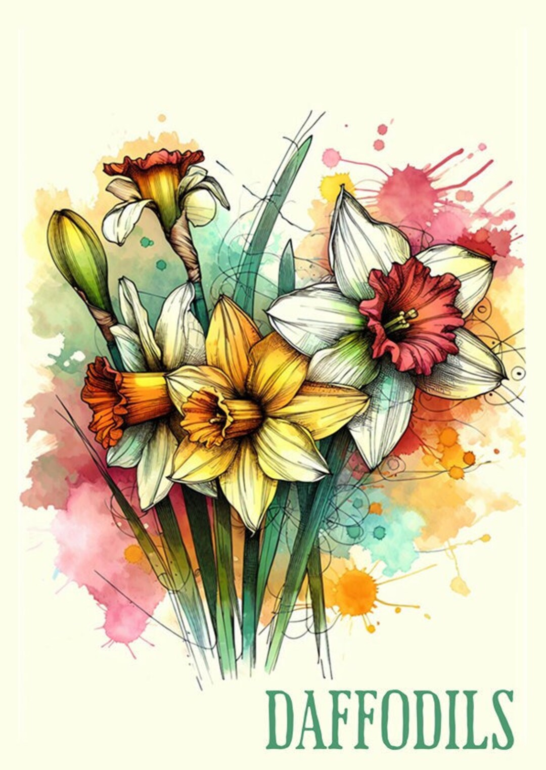 PRINTABLE INSTANT DOWNLOAD March Daffodils Birth Flower Wall Art, Gift ...