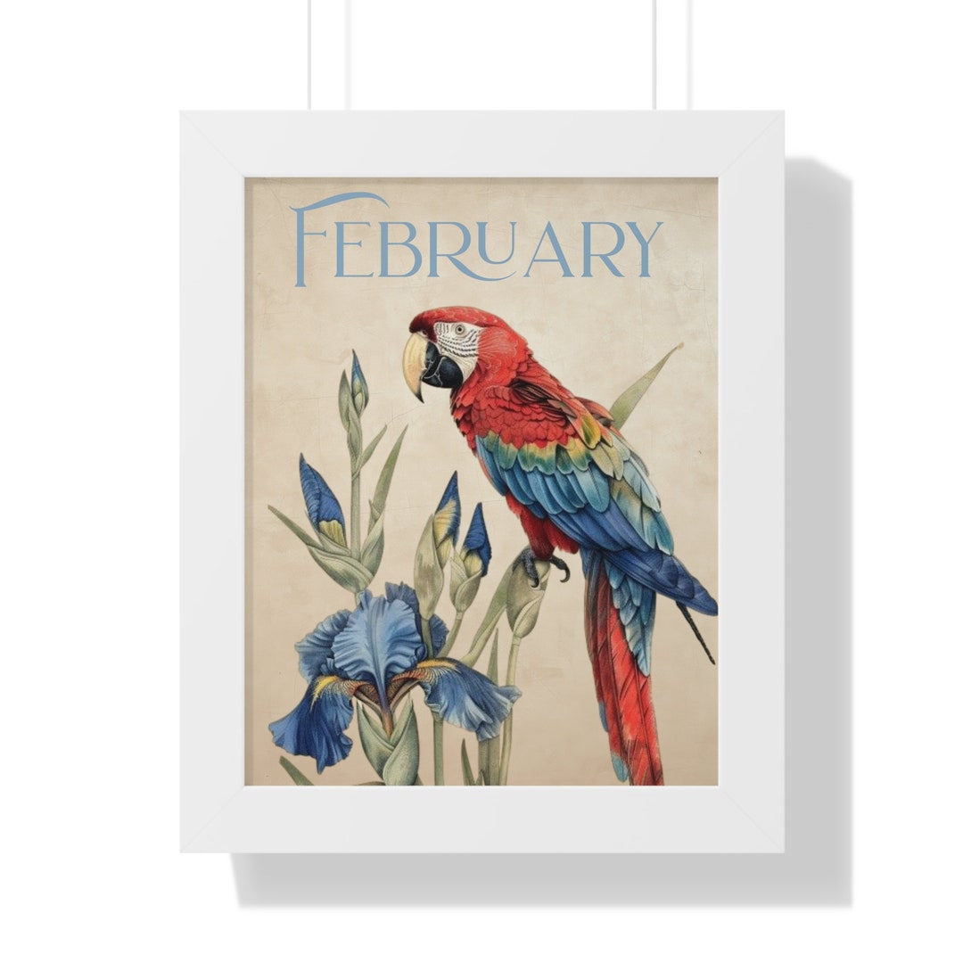 Februrary Birth Flower Wall Art, Birth Bird Wall Art, Gift for Birthday ...