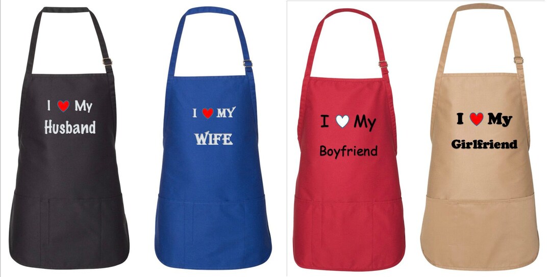 Custom I Love Logo Apron, Personalized Apron With Pockets, Custom Love ...