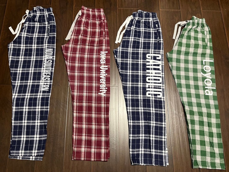 Custom Flannel Jogger Pajama Pants, Personalized College Pjs, Create ...