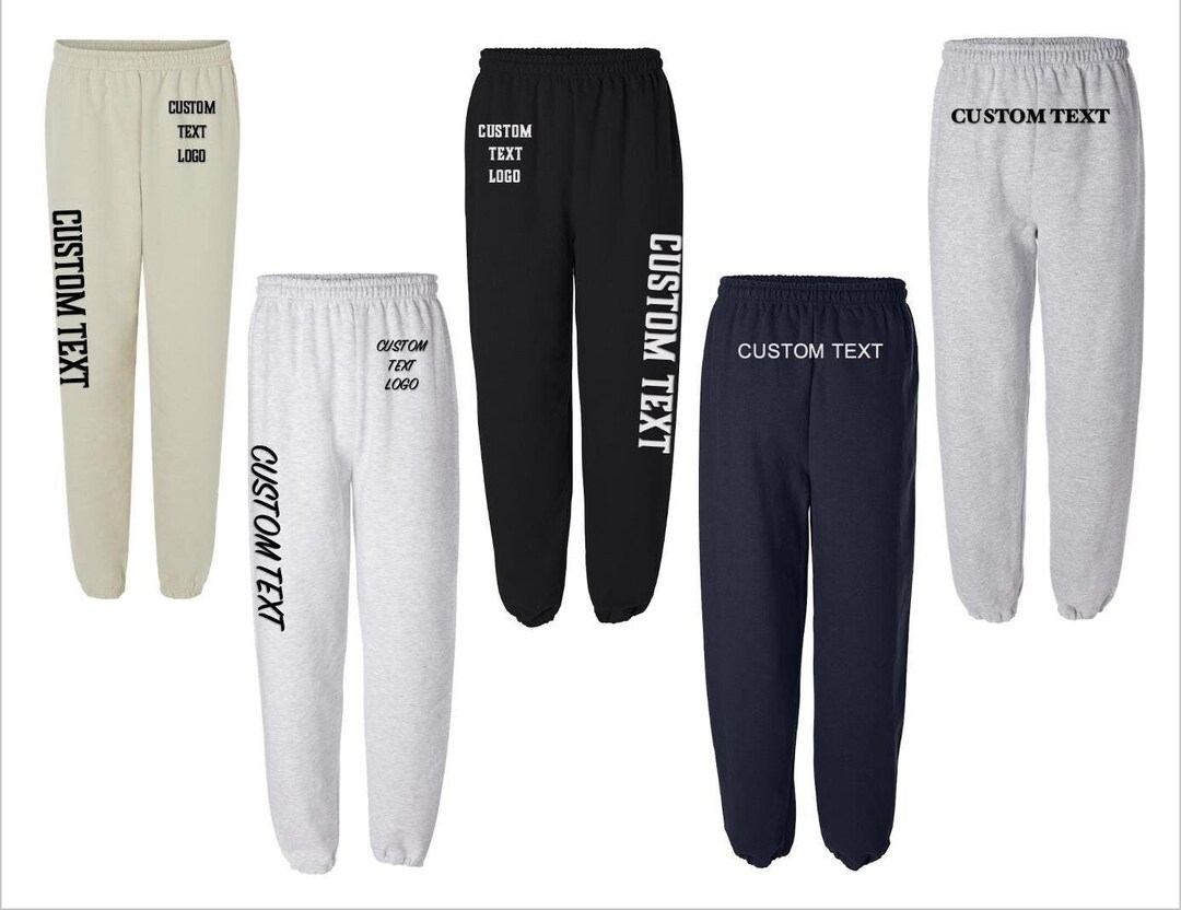 Custom Unisex Logo Jogger Sweatpants, Personalized Text Logo Bulk Order ...