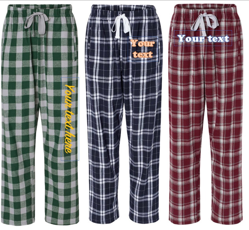 Custom Flannel COTTON Pajama Pants, Personalized Graduation Wedding ...
