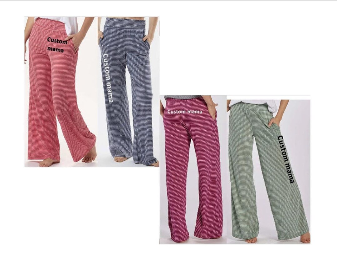 Custom Wide Leg Fancy Pants, Personalize Women Mama Mom Evelyn Pants ...