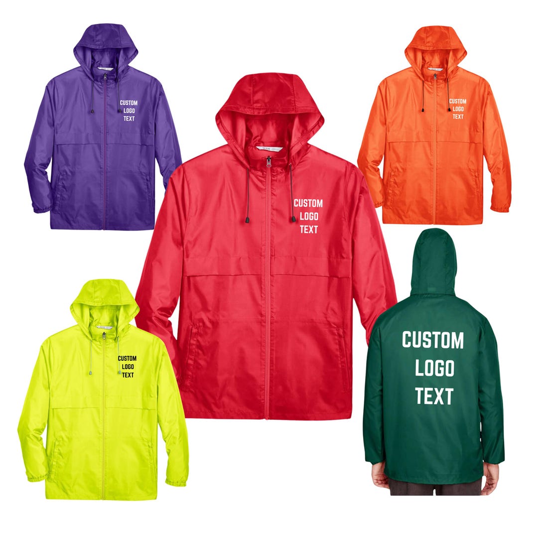 Custom UNISEX LOGO Hooded Coach Rain Windbreaker Jacket, Custom Team ...