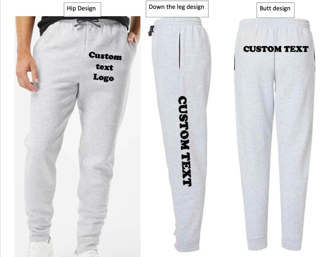 Custom Unisex Jogger Sweatpants, Personalized Text Logo Close Bottom ...