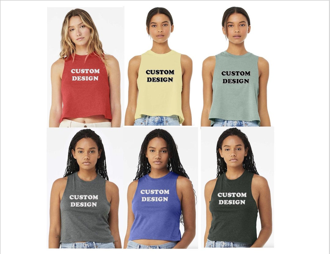 Custom Racerback Crop Tank Top: Bella Canvas Cotton Blend Racerback ...
