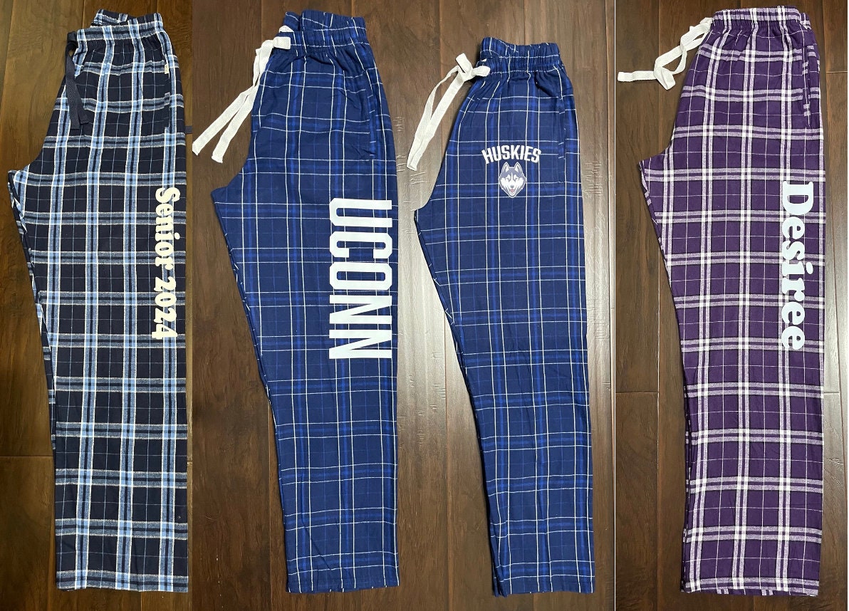 Custom Flannel Jogger Pajama Pants, Personalized College Pjs, Create ...