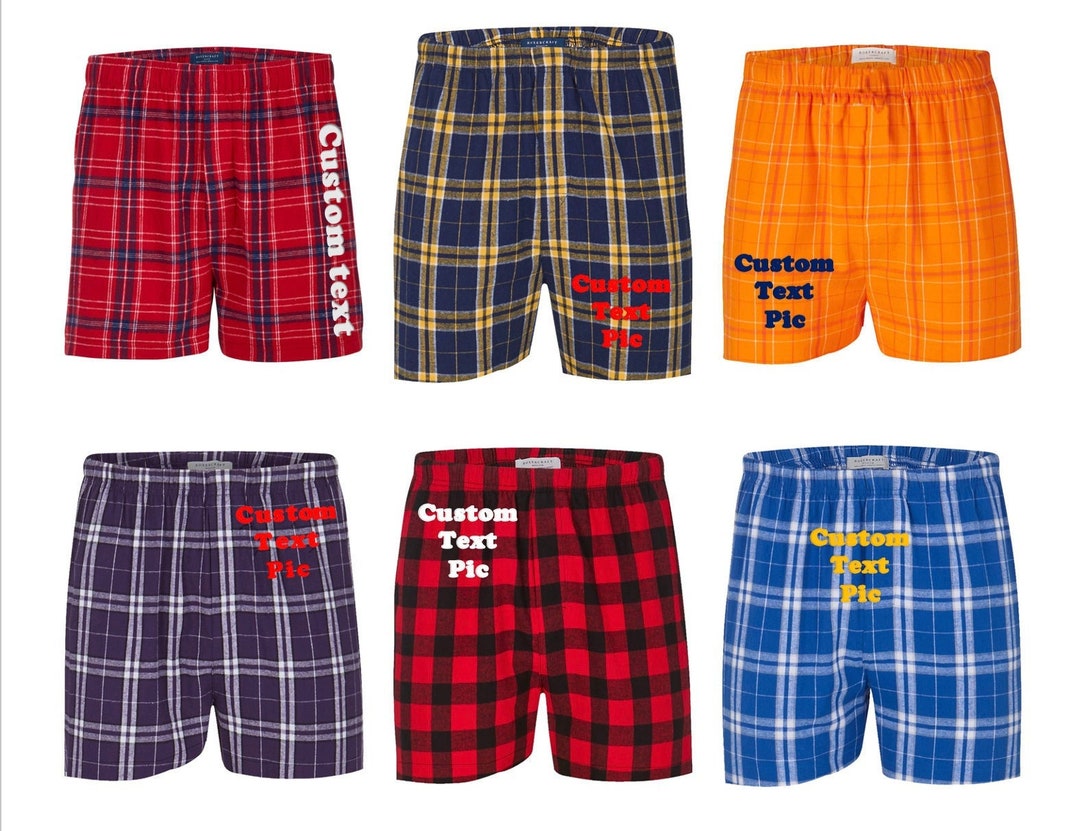 CUSTOM Men Flannel Boxer, Custom Flannel Pajama Boxer, Personalized Men ...