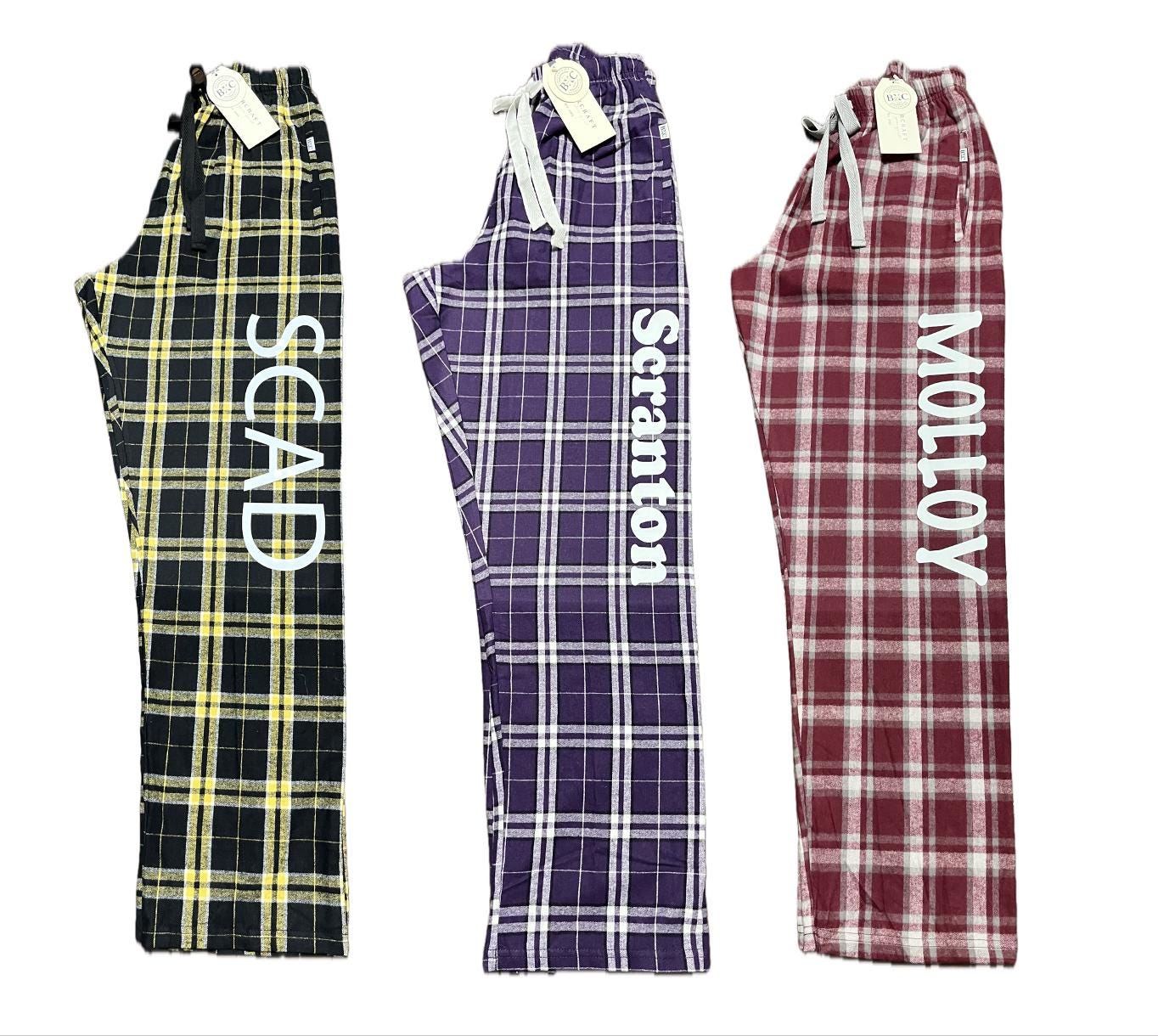 Custom Flannel Jogger Pajama Pants, Personalized College Pjs, Create ...