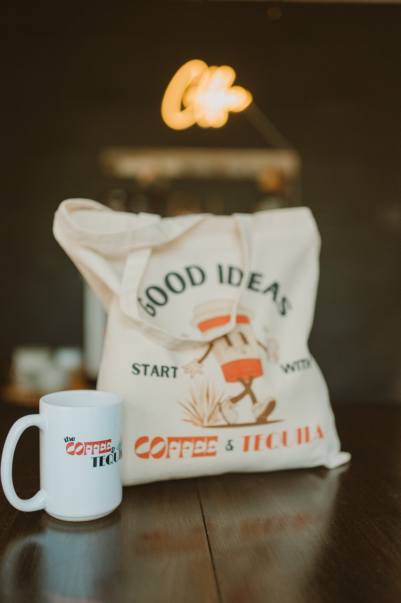 Retro Coffee Tote Bag, Aesthetic Trendy Canvas Bag, Present Idea for ...