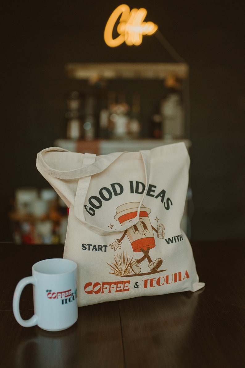 Retro Coffee Tote Bag, Aesthetic Trendy Canvas Bag, Present Idea for ...