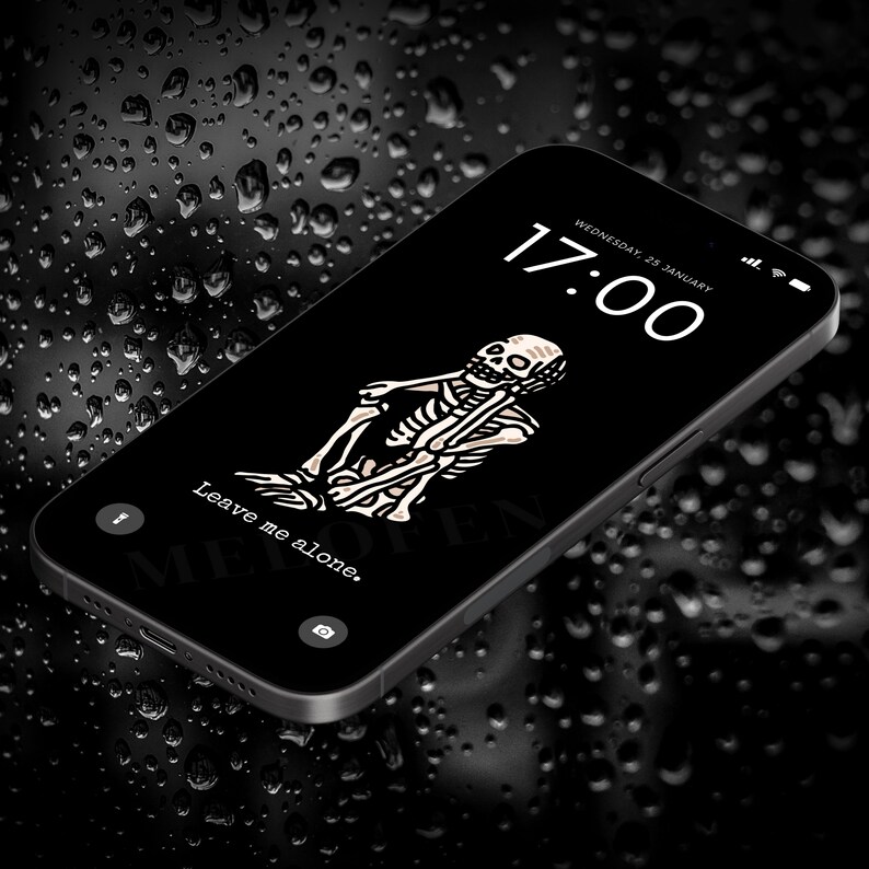 Leave Me Alone Skeleton Skull iPhone Wallpaper Introvert Gothic Phone ...