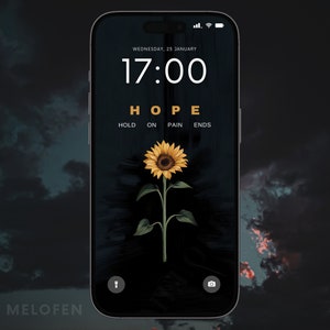 Hope Quote iPhone Wallpaper Bright Sunflower on Black Background ...