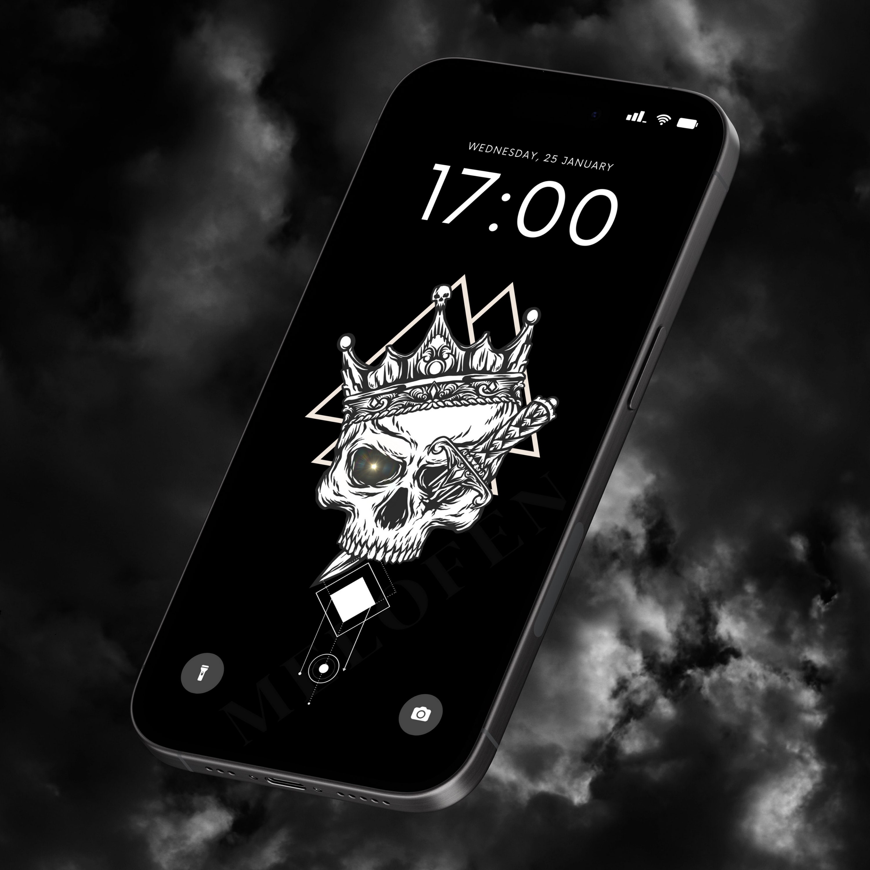 Skeleton Skull Crown iPhone Wallpaper Mystical Geomatric Human Bones ...