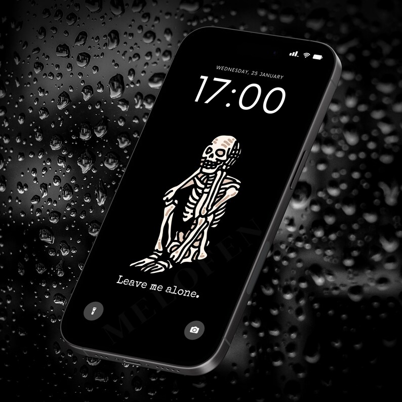 Leave Me Alone Skeleton Skull iPhone Wallpaper Introvert Gothic Phone ...