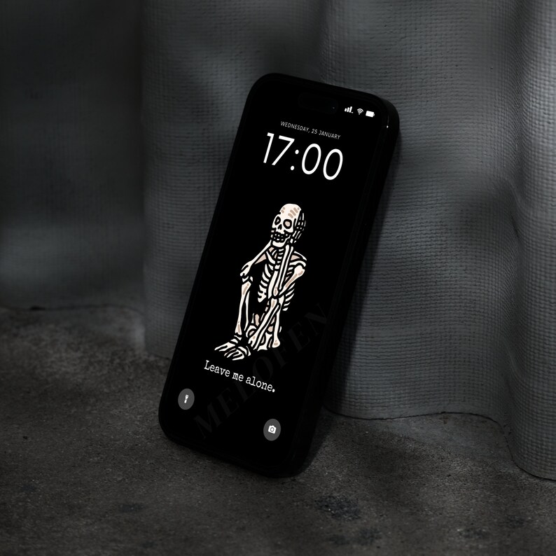 Leave Me Alone Skeleton Skull iPhone Wallpaper Introvert Gothic Phone ...