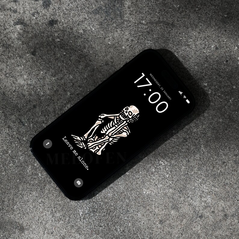 Leave Me Alone Skeleton Skull iPhone Wallpaper Introvert Gothic Phone ...