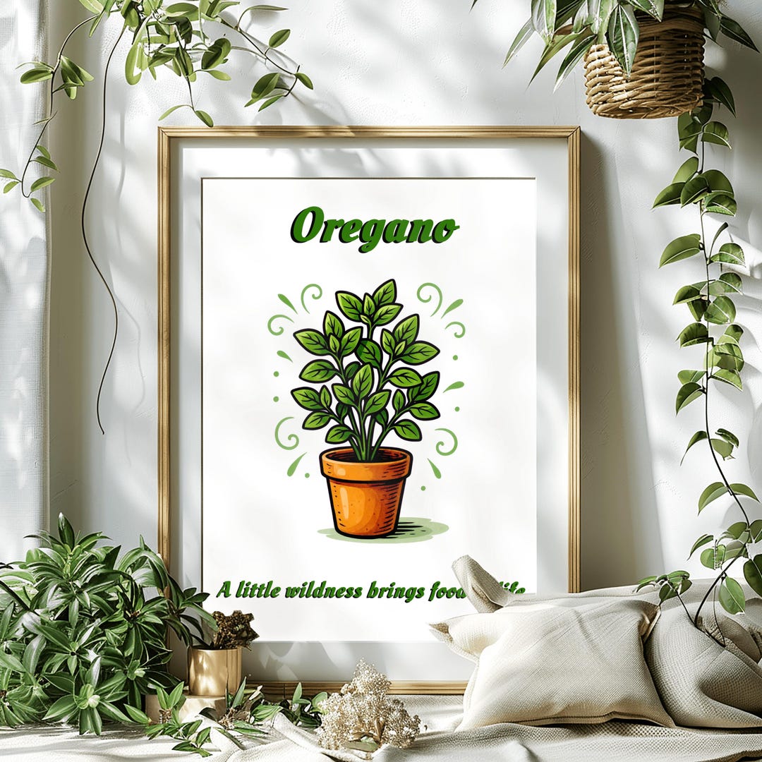 Oregano Kitchen Wall Art | Printable Herb Botanical Poster | Cozy ...