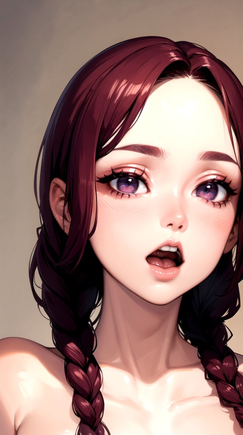 100 Ahegao Face Waifu Ai Vol 1 Anime Girls Closeup Portraits With Open Mouth Poster And Wallpaper
