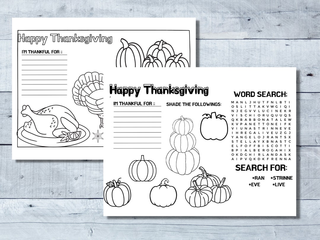Thanksgiving Printable Activity Sheet Bundle Fun Games and - Etsy