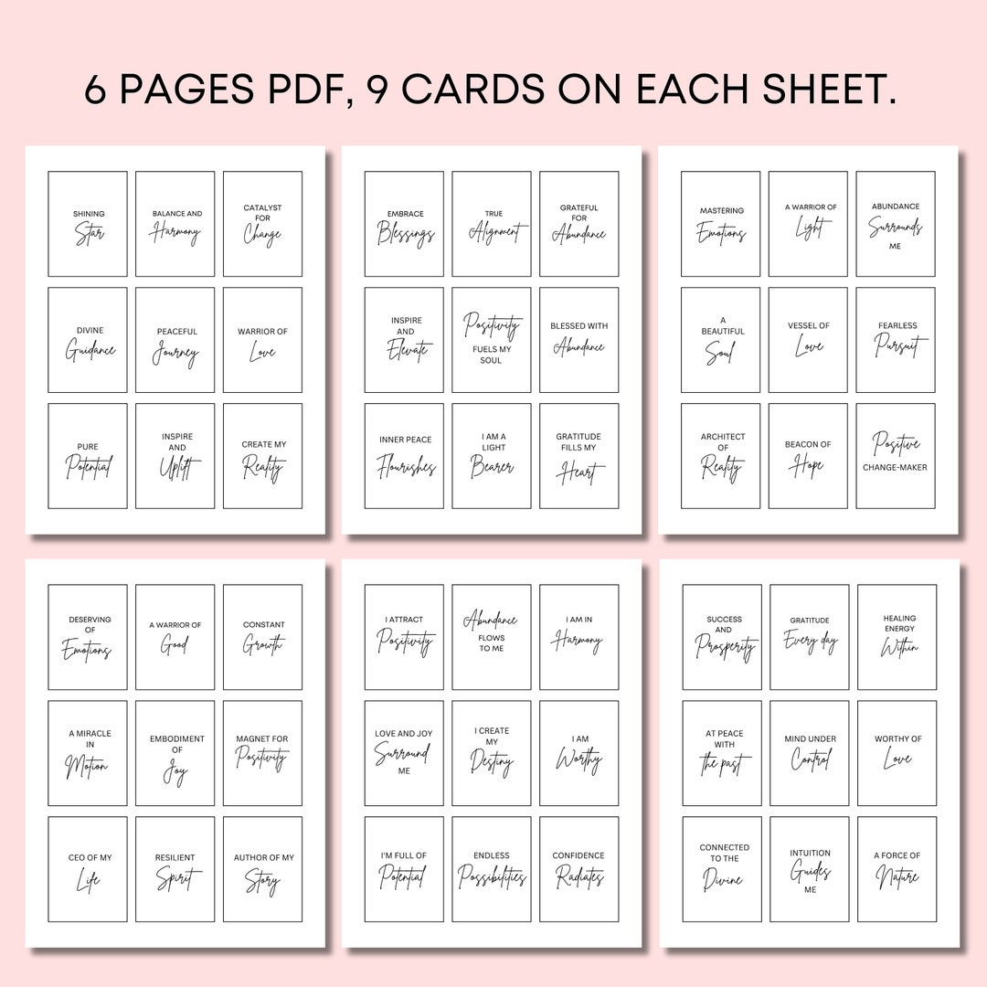 Positive Affirmation Card Deck Cards for Law of Attraction - Etsy