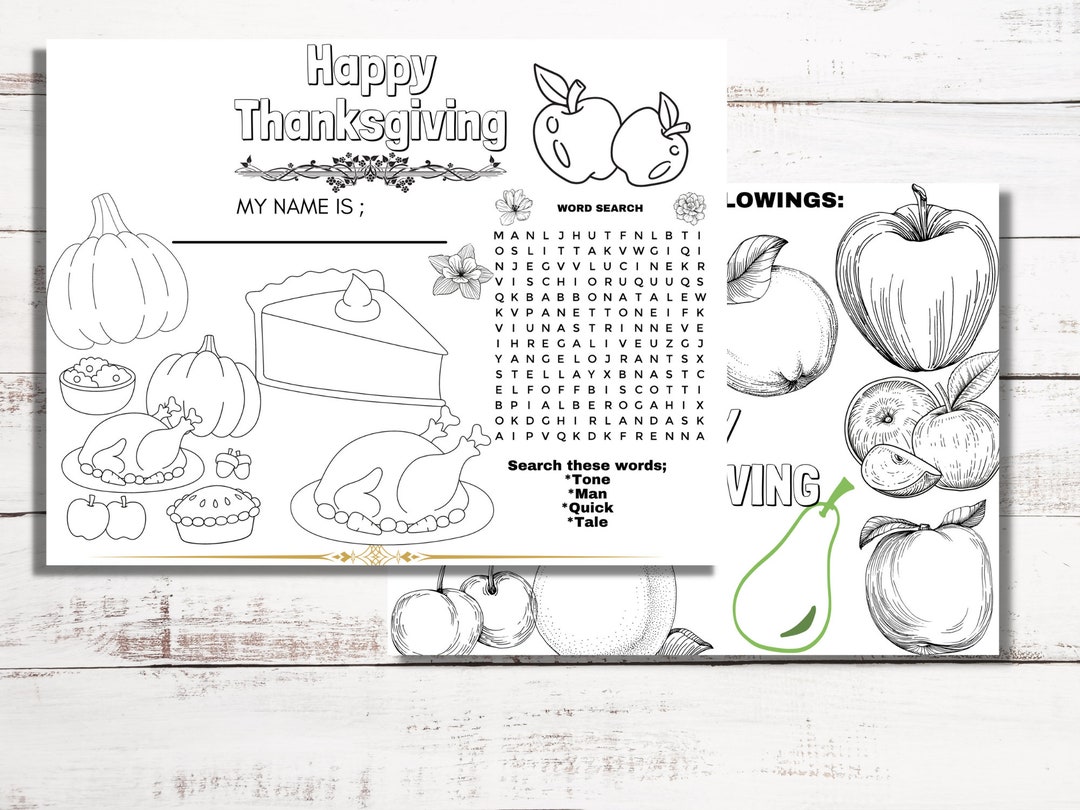 Thanksgiving Activity Coloring Sheet Printable Digital - Etsy